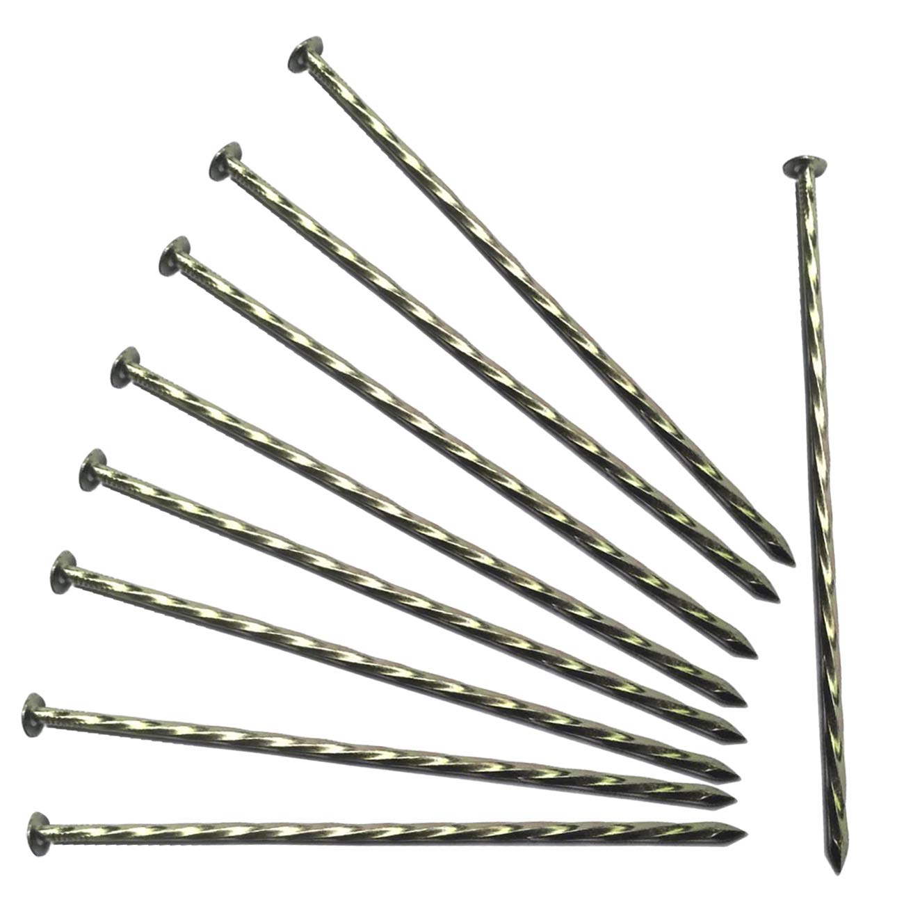 MAOMBO Camping Stakes Tent Pegs 9 Pack 8" Galvanized Non-Rust Metal Edging Spike, Garden Spiral Landscape Piles / Anchors for Paver Edging, Turf Nail, House Construction, Carpentry Nail, Tent Stakes