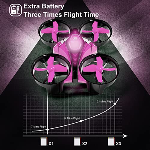 UNTEI 2 In 1 Mini Drone for Kids Remote Control Drone with Land Mode or Fly Mode, LED Lights,Auto Hovering, 3D Flip,Headless Mode and 3 Batteries,Toys Gifts for Boys Girls (Harbor Pink)
