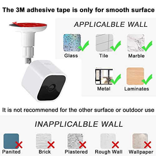3PACK Screwless Wall Mount Bracket for Blink Outdoor & Indoor Camera Blink XT2,360 Degree Adjustable Strong Adhesive Mount,2 Ways Installation VHB Stick On or Screws, No Tools Needed, No Drilling