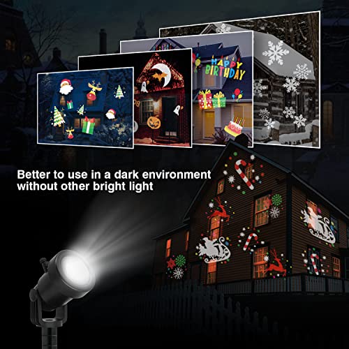 Christmas Light Projector, LANGTU 2022 Upgraded LED Christmas Halloween Lights Outdoor Indoor Snowflake Rotating Projector Lamp with 16 Themes for Garden Party New Year Xmas