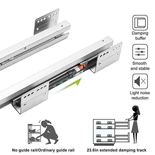 2 Tier Pull Out Cabinet Drawer Organizer Heavy Duty Pull Out Spice Rack 304 Stainless Steel Deepen 47cm Kitchen Slide Out Storage Shelf for Cans, Bakeware for Pantry, Cupboard, Bathroom Cabinet (59W*