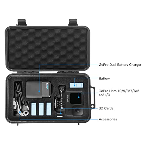 Smatree Waterproof Hard Case Compatible for Gopro Hero 11/10/9/8/7/6/5/Hero 2018 /DJI Osmo Action, Portable, Shock, Durable(Camera and Accessories NOT Included)(Black)
