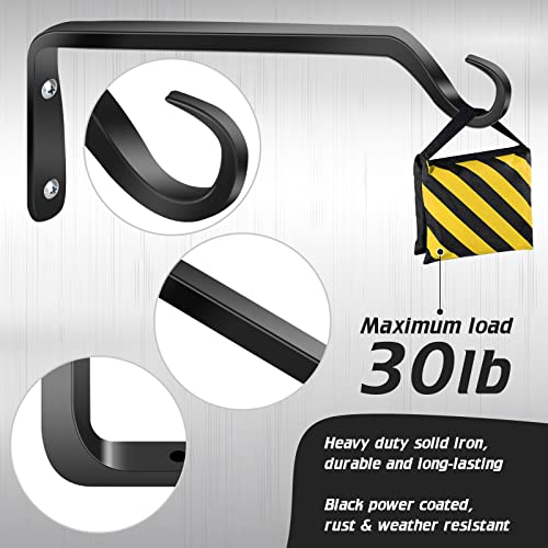 Worth Garden 6-Pack 10" Plant Hanger Bracket - Forged Wrought Iron Powder-Coated Heavy Duty Wall Hook - Black Plant Hanging Hooks - Durable and Stable for Bird Feeders, Planters Indoor & Outdoor