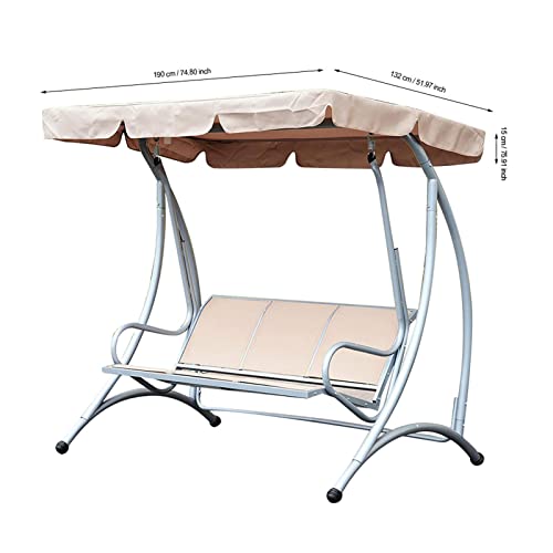 Liineparalle Swing Canopy Replacement, Waterproof Garden Chair Canopy Cover for Outdoor Patio Porch Yard, Top Cover Only (Beige)