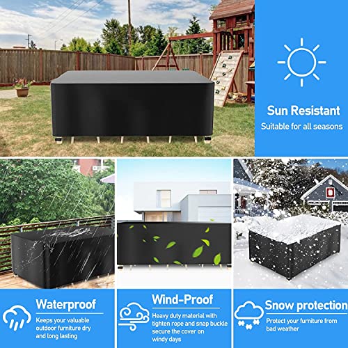 DUDSOEHO Patio Table Cover 100% Waterproof, 72x47x28 inch Outdoor Table Cover Rectangular, Patio Furniture Cover for Dinning Furniture, Picnic Coffee Tables Chairs and Sofas, Black