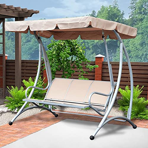 Liineparalle Swing Canopy Replacement, Waterproof Garden Chair Canopy Cover for Outdoor Patio Porch Yard, Top Cover Only (Beige)
