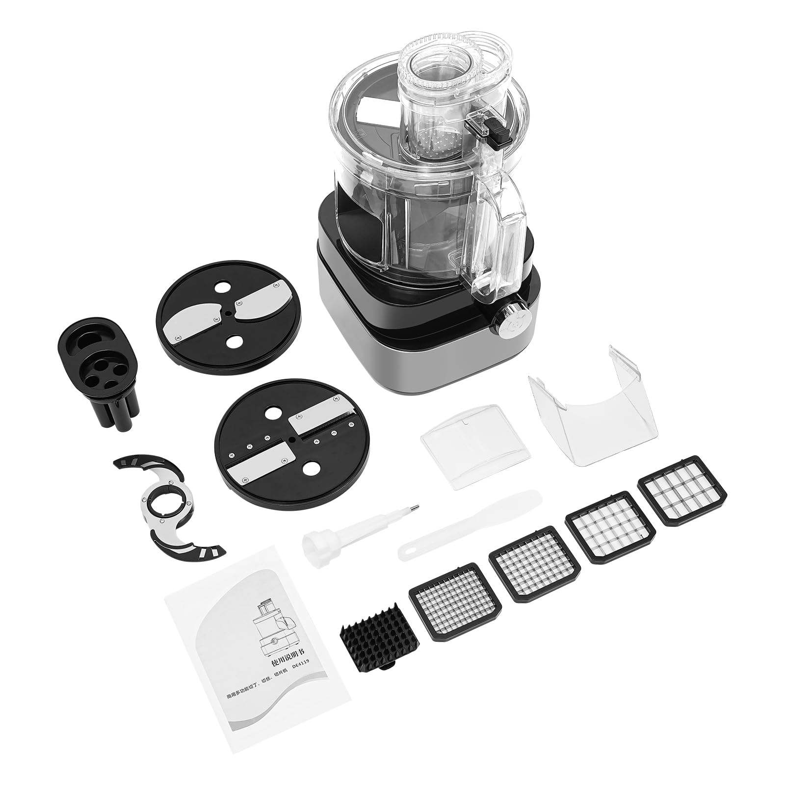 Commercial Food Processor, 600W Electric Vegetable Dicer Chopper, 5 in 1 Professional Veggie Shredder Multifunctional Meat Grinder Blender