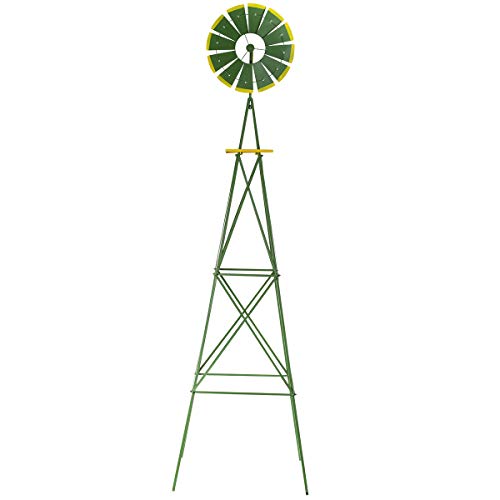 XtremepowerUS 8FT Green Metal Windmill Yard Garden Wind Mill