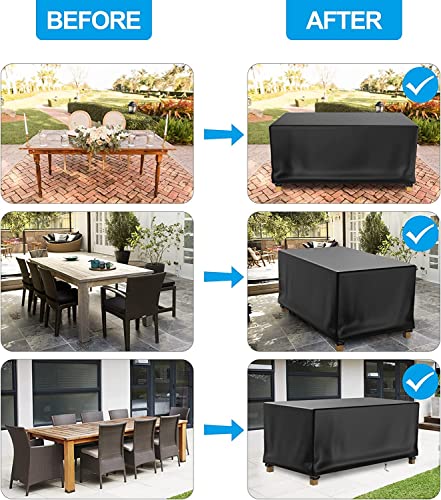 DUDSOEHO Patio Table Cover 100% Waterproof, 72x47x28 inch Outdoor Table Cover Rectangular, Patio Furniture Cover for Dinning Furniture, Picnic Coffee Tables Chairs and Sofas, Black