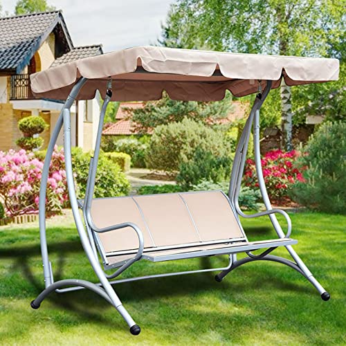 Liineparalle Swing Canopy Replacement, Waterproof Garden Chair Canopy Cover for Outdoor Patio Porch Yard, Top Cover Only (Beige)