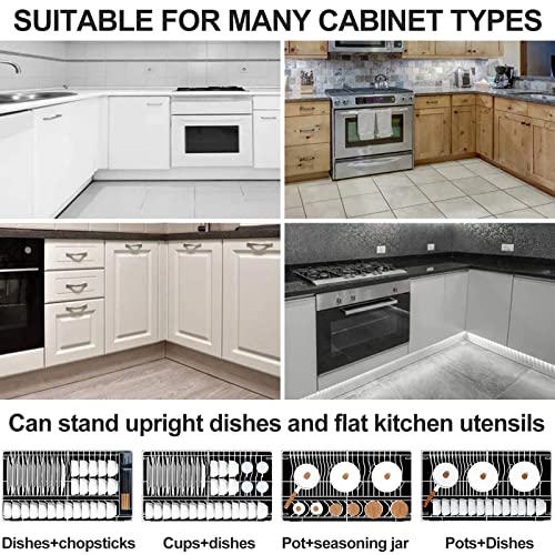 Pull Out Cabinet Drawer Organizer 2-Tier 304 Stainless Steel Wire Basket Pull Out Shelf Storage Organizer Heavy Duty Telescopic Shelving Slide Out Storage for Kitchen Base Cabinet, Cupboard, Pantry (B