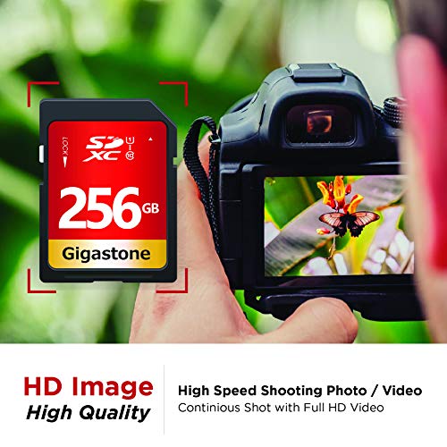 Gigastone 256GB SD Card UHS-I U1 Class 10 SDXC Memory Card High Speed Full HD Video Canon Nikon Sony Pentax Kodak Olympus Panasonic Digital Camera, with 1 Mini case