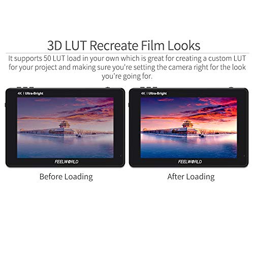 FEELWORLD LUT7 7 Inch Ultra Bright 2200nit Touch Screen Camera DSLR Field Monitor with 3D Lut Waveform Vectorscope Automatic Light Sensor 1920x1200 Video Assist 4K HDMI Input 8.4V DC Output Tilt Arm
