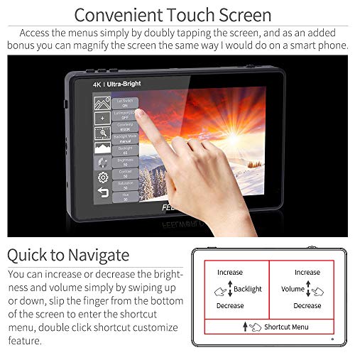 FEELWORLD LUT7 7 Inch Ultra Bright 2200nit Touch Screen Camera DSLR Field Monitor with 3D Lut Waveform Vectorscope Automatic Light Sensor 1920x1200 Video Assist 4K HDMI Input 8.4V DC Output Tilt Arm