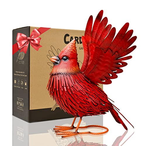 Nacome Cardinal Garden Decor Metal Yard Art Gifts - Garden Sculptures & Statues Large Red Bird Outdoor Decor,Gifts for Christmas/mom/Grandma/Wife/Sister/Aunt/Grandma,Birthday Gifts for Women,Mother