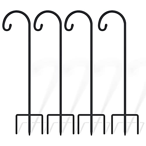 FEED GARDEN Adjustable 32 Inch Shepherd Hooks Thick Rust Resistant Steel Shepard Hooks for Outdoor Hanging Lanterns, Bird Feeders, Solar Lights, Weddings Decor 4 Pack