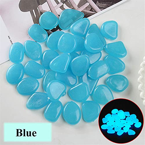 surgicalonline 300pcs Garden Decorative Stones Glow in The Dark Luminous Pebbles for Walkways Plants Aquarium Decor, Glowing Pebbles Powered Fish Tank Garden Decoration (Blue)
