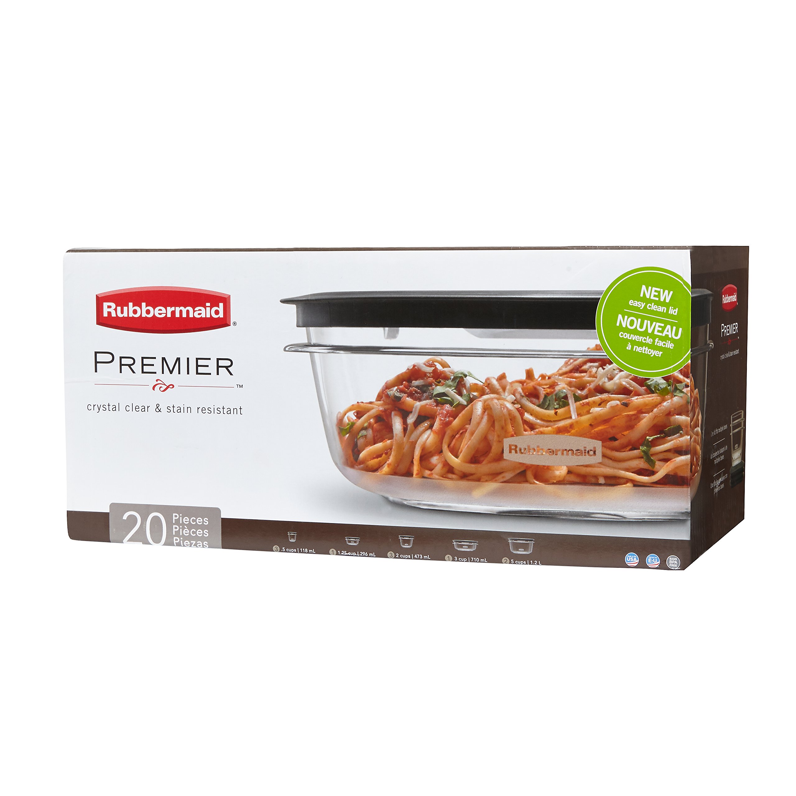 Rubbermaid Premier Easy Find Lids Meal Prep and Food Storage Containers, Set of 10 (20 Pieces Total), Grey |BPA-Free & Stain Resistant