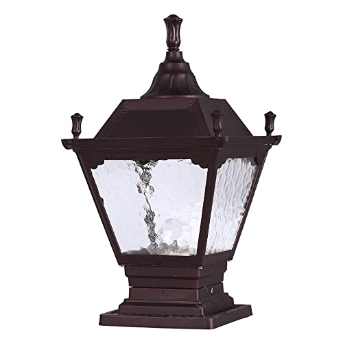 MODEBHD Vintage European Victoria Aluminum Garden Fence Patio Lawn Lamp Column Light Retro Decoration Glass Lantern Outdoor Waterproof Floor Lamp Pillar Street Post Light Column Lamps