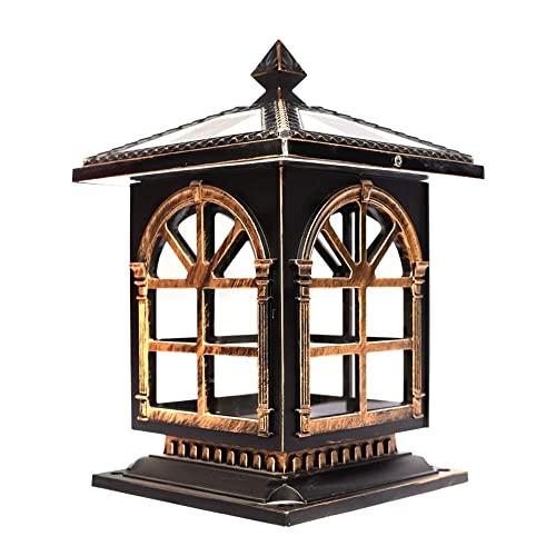 MODEBHD European Traditional Victoria Glass Lantern Outdoor Pillar Lamps Column Light Table Lamp Waterproof Column Lamp E27 Decoration Street Post Light Courtyard Garden Terrace