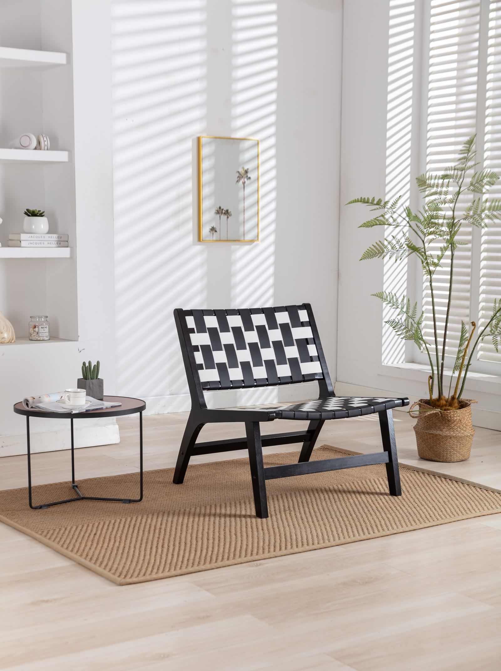 Living Room Accent Chair, Comfort Chair Armless Rubberwood Black White Modern Home Furniture 26.18" Lx28.35 Wx28.35 H