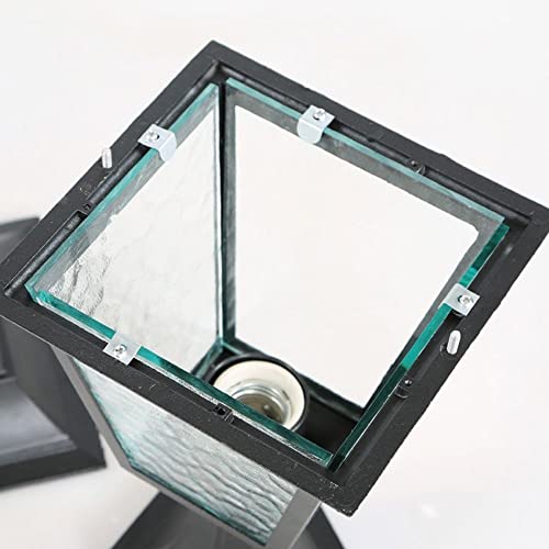 MODEBHD Continental Aluminum Glass Lantern LED Outdoor Table Lamps Column Light IP54 Waterproof Bollard Lamp Villa Patio Park Garden Lawn Light E27 Decoration Illumination Street Post Light