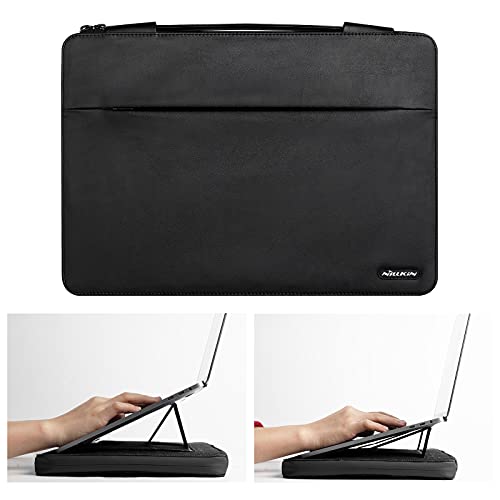 Nillkin Laptop Sleeve Case with Laptop Stand and Handle - 14 inch Laptop Bag PU Leather Case Compatible with 13/13.3-14 inch MacBook Air, HP, Dell,Samsung Chromebook Asus Notebook, Dark Black