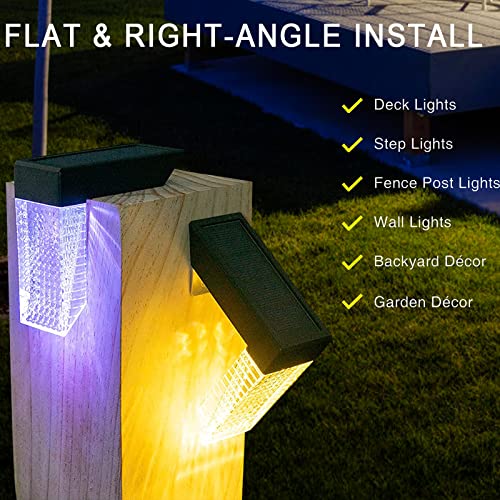panmo Solar Deck Lights Outdoor, Solar Step Lights Waterproof Decoration for Porch Pool Fence Stair Patio Yard Garden Railings(Warm White/RGB 8 Pack)