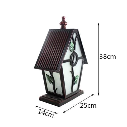 MODEBHD European Traditional Victorian Glass Lantern Waterproof Outdoor Column Pillar Lamp E27 Fence Park Villa Parking Gate Gazebo Column Post Light Aluminum Rainproof Table Lights