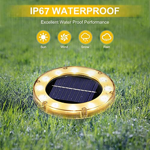 RobinEllis Garden Lights,Solar Ground Lights Outdoor(4 Packs Warm White), New Structural Design Outdoor Solar Lights with 12 LEDs