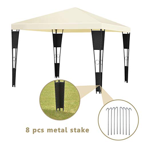 Tangkula Gazebo 10 x 10, Metal Frame Gazebo Canopy for Outdoor Patio Garden Backyard (Beige)