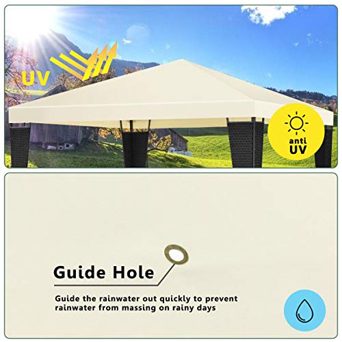 Tangkula Gazebo 10 x 10, Metal Frame Gazebo Canopy for Outdoor Patio Garden Backyard (Beige)