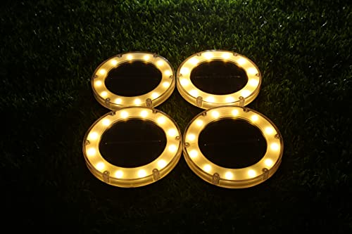 RobinEllis Garden Lights,Solar Ground Lights Outdoor(4 Packs Warm White), New Structural Design Outdoor Solar Lights with 12 LEDs