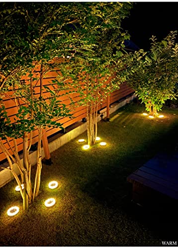 RobinEllis Garden Lights,Solar Ground Lights Outdoor(4 Packs Warm White), New Structural Design Outdoor Solar Lights with 12 LEDs