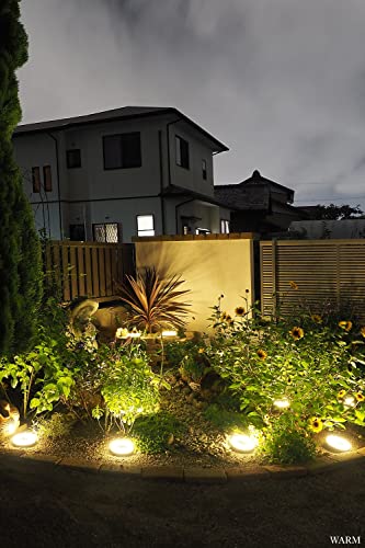 RobinEllis Garden Lights,Solar Ground Lights Outdoor(4 Packs Warm White), New Structural Design Outdoor Solar Lights with 12 LEDs