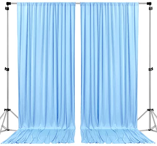 AK TRADING CO. 10 feet x 10 feet Polyester Backdrop Drapes Curtains Panels with Rod Pockets - Wedding Ceremony Party Home Window Decorations - Light Blue (DRAPE-5X10-LTBLUE)