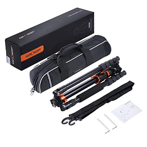 K&F Concept 67 inch Camera Tripod Horizontal Aluminum Tripods Portable Monopod with 360 Degree Ball Head Quick Release Plate for DSLR Cameras T255A4+BH-28L (TM2515T1)