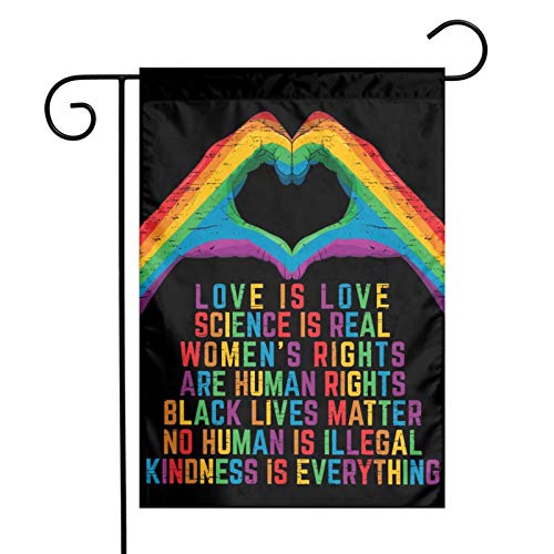 Love is Love Black Lives Matter Garden Flag For Outside, Double Sided BLM Lawn Sign, Revolution Movement Equality Social Vertical Flag Banner for Home Garden Yard Decorative 12 x 18 in