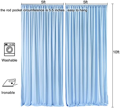 AK TRADING CO. 10 feet x 10 feet Polyester Backdrop Drapes Curtains Panels with Rod Pockets - Wedding Ceremony Party Home Window Decorations - Light Blue (DRAPE-5X10-LTBLUE)