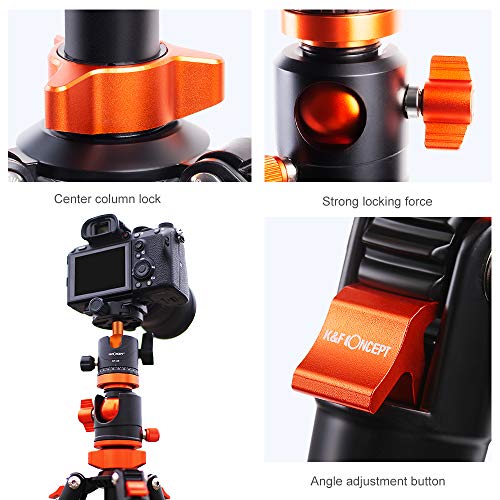 K&F Concept 67 inch Camera Tripod Horizontal Aluminum Tripods Portable Monopod with 360 Degree Ball Head Quick Release Plate for DSLR Cameras T255A4+BH-28L (TM2515T1)