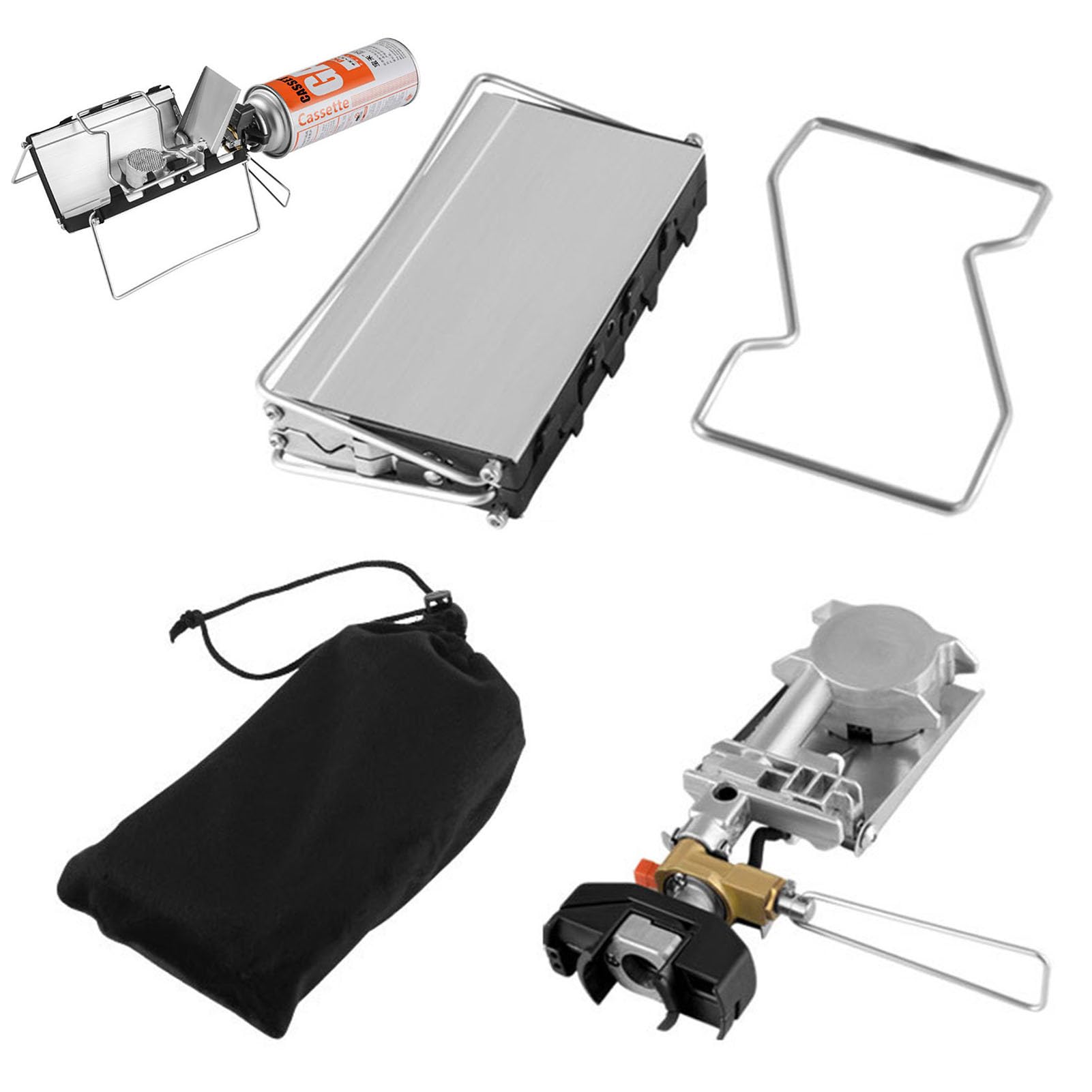 Compact Camping Stove, 2600W Foldable Stove, Outdoor Picnic Hiking Stove, Portable Backpacking Cooker, Foldable Cassette Burner, Efficient Cooking, Ideal for Outdoor Adventures, Space-Saving Design