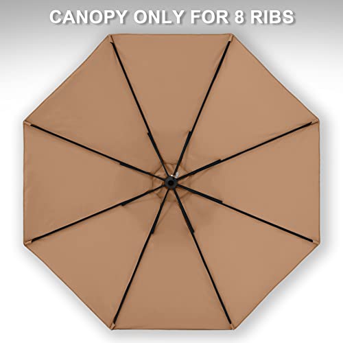 MASTERCANOPY Patio Umbrella 9 ft Replacement Canopy for 8 Ribs-Khaki