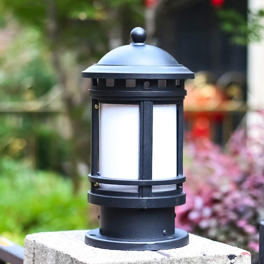 MODEBHD European Acrylic Column Lamps Victoria Glass Lantern Outdoor Table Lamp Waterproof Pillar Lawn Garden Lamp E27 Decoration Villa Landscape Grass Door Street Post Light Fixture