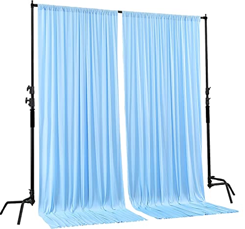 AK TRADING CO. 10 feet x 10 feet Polyester Backdrop Drapes Curtains Panels with Rod Pockets - Wedding Ceremony Party Home Window Decorations - Light Blue (DRAPE-5X10-LTBLUE)