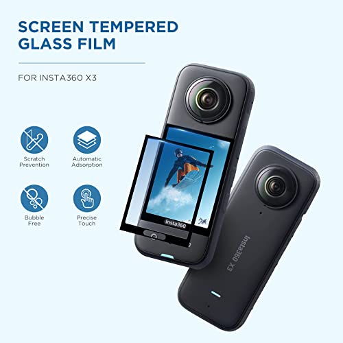 CYNOVA Insta 360 X3 Tempered Glass Film, Insta360 X3 Camera Screen Film Glasses Screen Protector Accessories,Ultra HD, 9H Hardness, Scratch Resistant