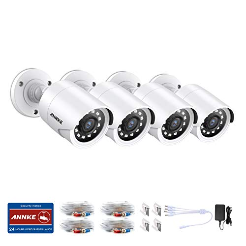 ANNKE 4 Packed 2.0MP 1080P 1920TVL Wired Security Camera Kits, HD TVI Add-on Outdoor CCTV Cameras, IR Night Vision, Weatherproof Housing, Home Surveillance Security Bullet Cam