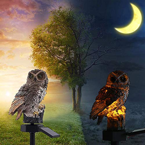 Owl Solar LED Light Garden Solar Light Outdoor Decoration Resin Pile Garden Lawn Path Yard Decoration (Brown)