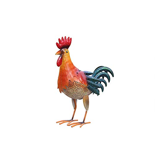 Solar Animal Garden Decor,Rooster Outdoor Statue Metal Yard Art for Lawn Ornaments Backyard Flowerbed Pathway Decoration