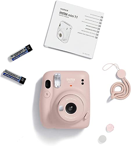 Fujifilm Instax Mini 11 Instant Film Camera with Automatic Exposure and Flash, Polaroid Camera, Fujinon 60mm Lens with Selfie Mirror, Optical Viewfinder - Blush Pink (Renewed)
