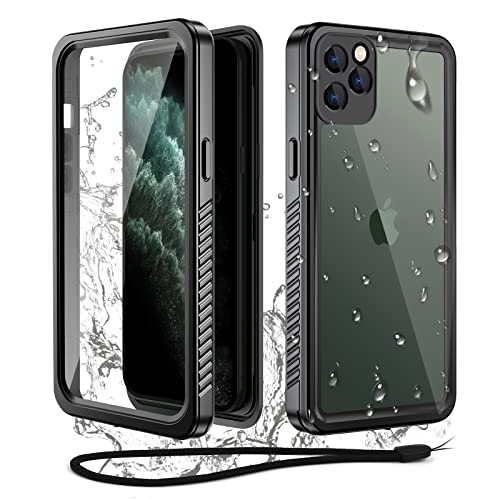 WIFORT iPhone 11 Pro Waterproof Case Built-in Screen Protector Water Resistant Cover Protective Drop Protection Hard, Shockproof Full Body Defender Tough Military Grade - 5.8" Black